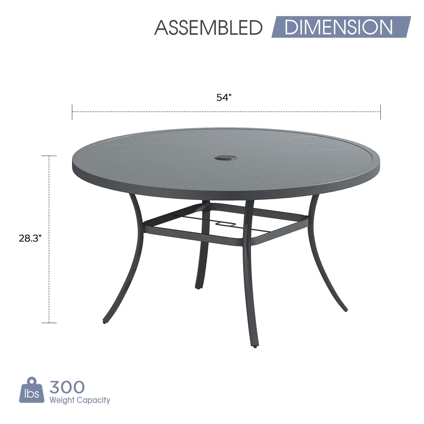 Vicllax Outdoor Round Metal Dining Table with Umbrella Hole for 4, 6,