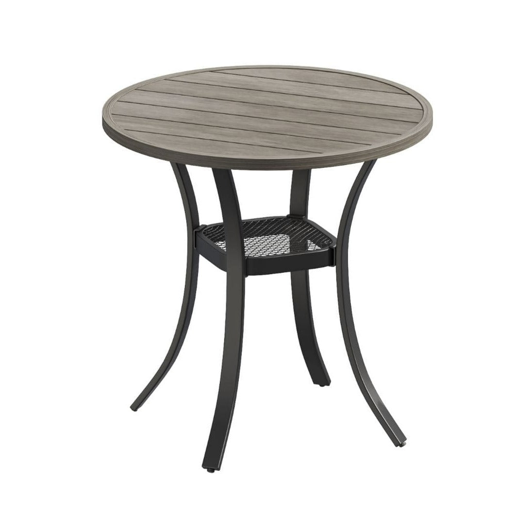 Vicllax Outdoor 27" Small Dining Table, Patio Round Metal Table with S