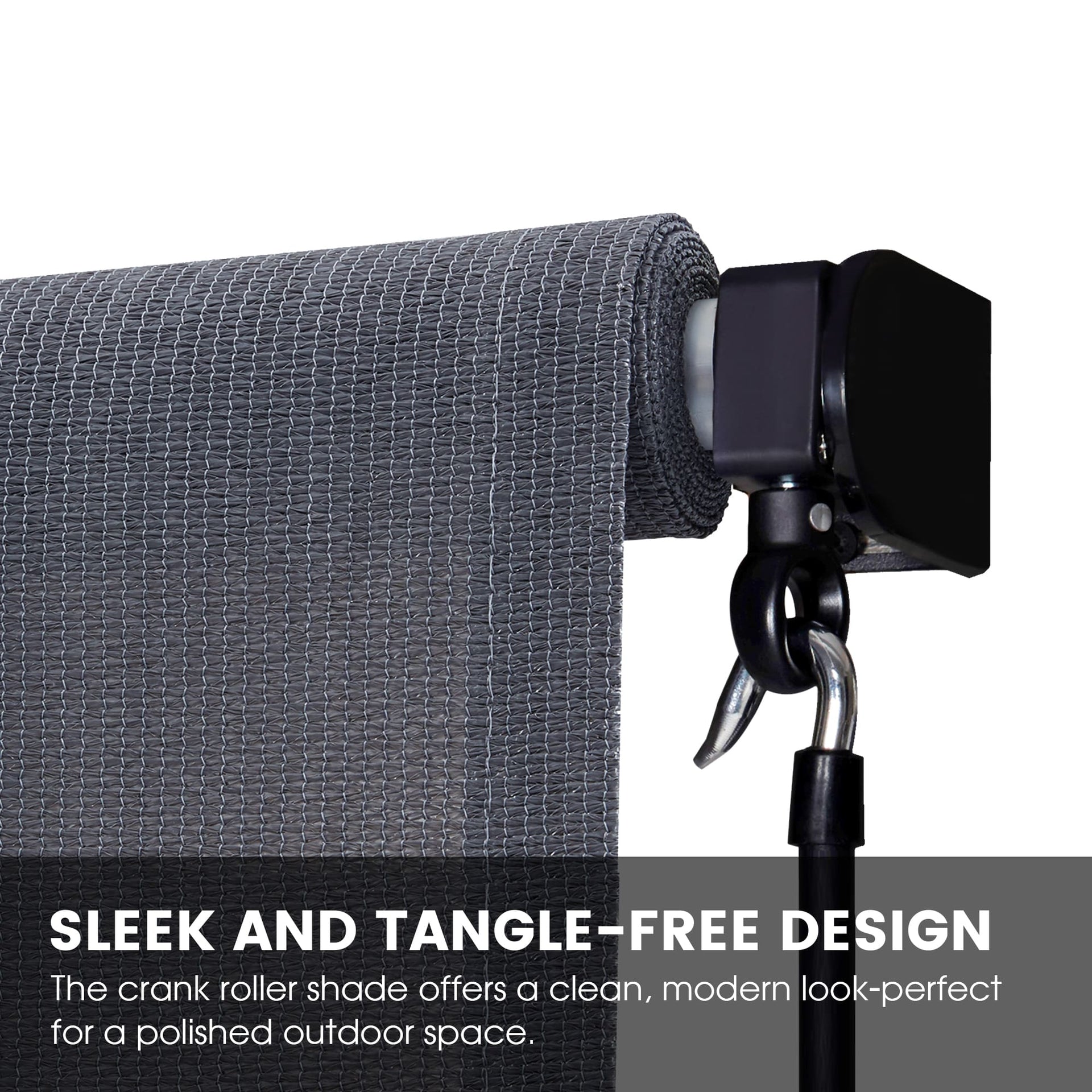 Vicllax Outdoor Cordless Sun Blocking Roller Shade, Patio Crank Roll U