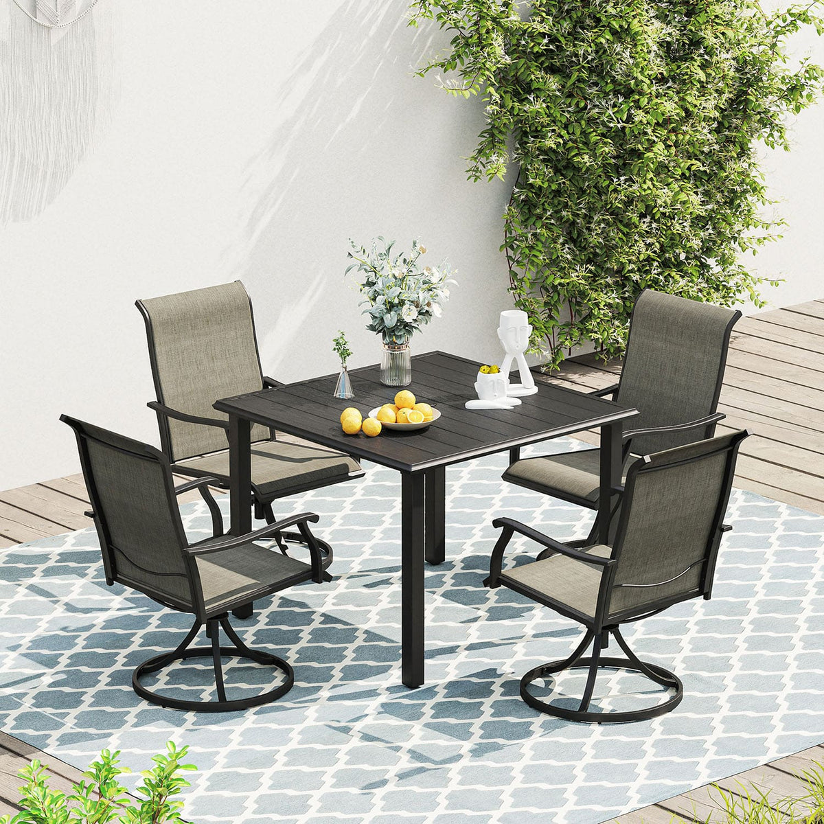 Vicllax 5-Piece Outdoor Furniture Set, Outdoor Dining Set for Lawn Gar ...