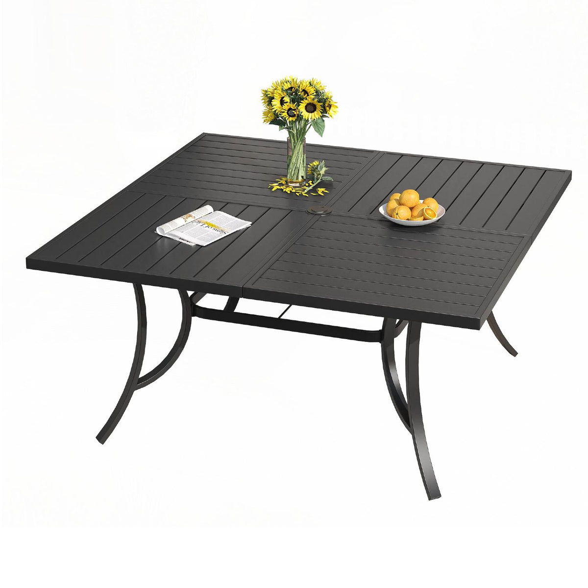 Vicllax 59" Square Patio Dining Table for 8, Outdoor Large Metal Table ...